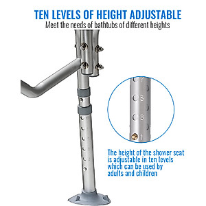 Non Slip Tub Transfer Bench for Bathtub, Shower Transfer Bench for Elderly and Disabled, Adjustable Shower Transfer Bench for Bathtub with Reversible Back, Transfer Tub Bench Bathroom Aid
