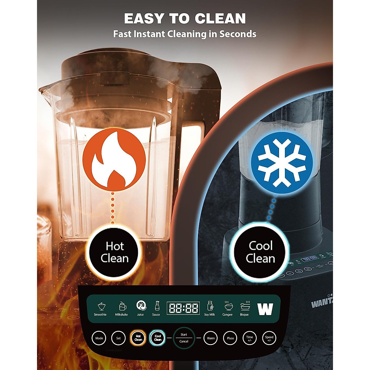 WantJoin 60 Oz Multifunctional Cooking Blender - High-Speed Countertop Blender 24000RPM, 9 One Touch Programs with 12H Delay Cook, Hot&Cold, Commercial Blenders Machine for Shakes and Smoothies