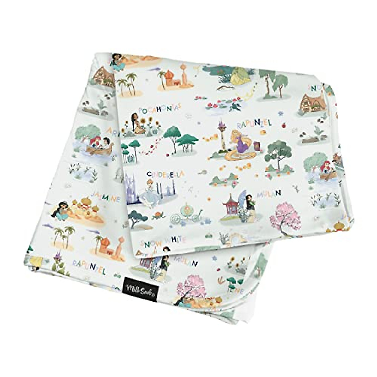 Milk Snob Disney Enchanted Kingdoms Baby Girl Swaddle Blanket, Soft Receiving, Security Bed and Play Blanket, Toddler and Infant Baby Bedding Registry and Shower Gifts, Newborn Essentials, 35x35