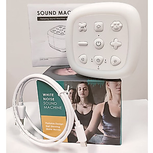 White Noise Sound Machine with Bluetooth Speaker, Night Light 40 Soothing Sounds 9 Color Lights Rechargeable Portable for Baby Kids Adults