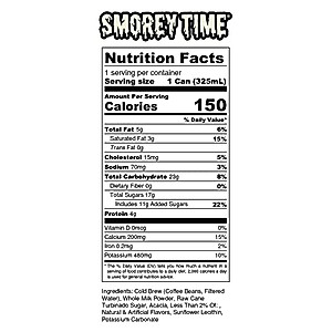 Bones Coffee Company S'morey Time Cold Brew Latte S'mores & Graham Crackers Flavored Coffee | Ready To Drink 100% Cold Brew Coffee Can | Cold Brew Latte S'mores in Cans | 11 Fl Oz Can (4 Pack)