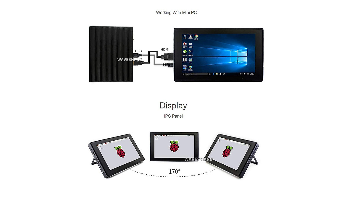 Waveshare 7-Inch HDMI LCD with Case for Raspberry Pi