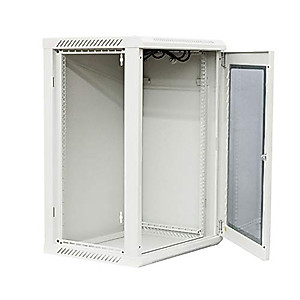 Kenuco Wall Mount Rack Server Cabinet Data Network Enclosure 19-Inch Server Network Rack with Locking Glass Door 16-Inches Deep (OFF-WHITE 12U)