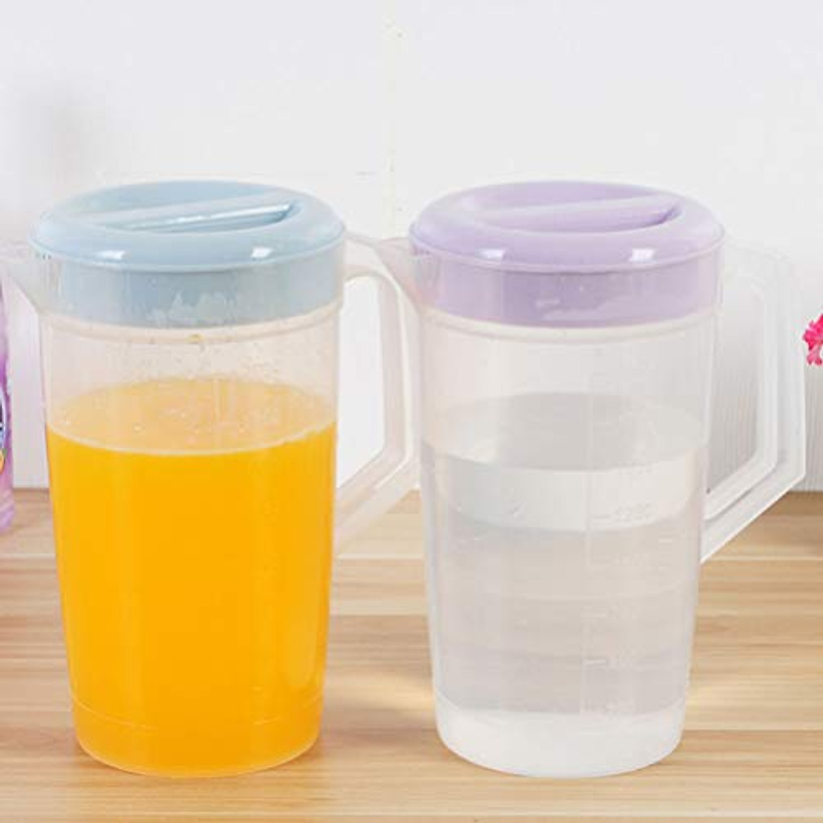 DOITOOL 2300ML Gallon Water Jug with Lid- Plastic Pitcher Water Filter Pitcher- Heavy- duty Iced Tea Pitcher Water Jug for Drinking Water Lemonade Juice Beverage Ice Tea （ Violet ）