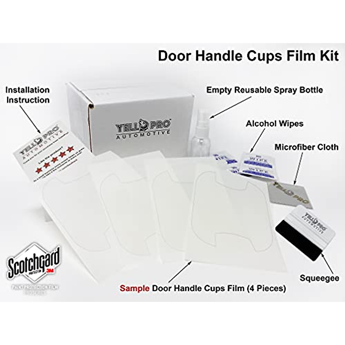 YelloPro Custom Fit Door Handle Cup 3M Scotchgard Anti Scratch Clear Paint Protector Film Cover Self Healing PPF Guard Kit for 2021 2022 2023 Toyota Sienna Mini Van