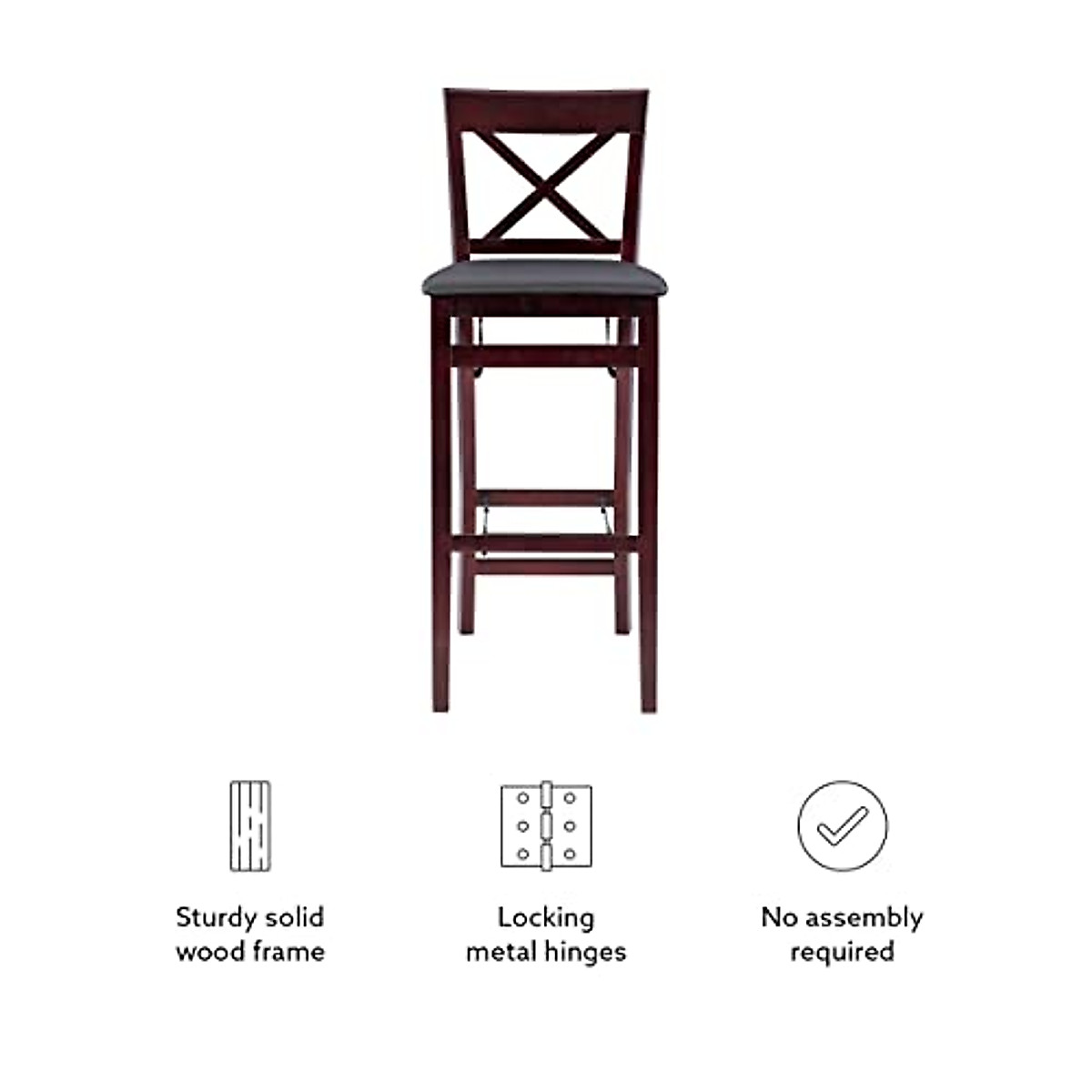 Linon Triena X Back Folding Bar Stool, Brown