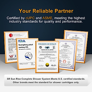 SR SUN RISE SRSH-F5043 Bathroom Luxury Rain Mixer Combo Set Wall Mounted Rainfall Shower Head System Polished Chrome, (Contain Faucet Rough-in Valve Body and Trim)