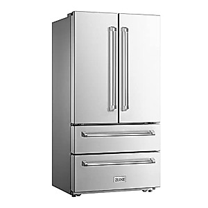 Z Line Kitchen and Bath ZLINE 36" 22.5 cu. ft Freestanding French Door Refrigerator with Ice Maker in Fingerprint Resistant Stainless Steel (RFM-36)