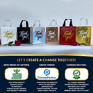 Nush Nush Thank You Gift Bags Bulk Medium – Set of 12 Reusable Thank You Bags From Six Vibrant Colors With a Premium Finish - Perfect As Goodie Bags, Birthday Bags, Party Favor Bags – 8x4x10 Size