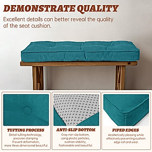 Focuprodu Bench Cushion 42x16. Soft and Breathable Window Seat Cushions Indoor. Non-Slip and Durable Bench Seat Cushion. (42x16, Soft-Peacock Blue)