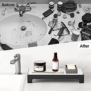 qeerable Instant Dry Sink Organizer,Bathroom Sink Organizer Countertop Soap and Sponge Holder for Kitchen Sink Caddy Drying Rack Accessory Fast Drying Stone Sink Tray （White）