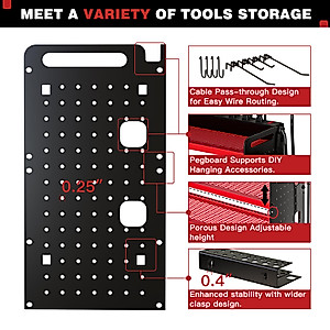 NattyDot Power Tool Organizer Wall Mount with Charging Station,Cordless Tool Organizer 8 Drill Holder, 4 Layer Storage Rack for Garage Organization,Tool Holder with 8 Outlet Power Strip (Red)