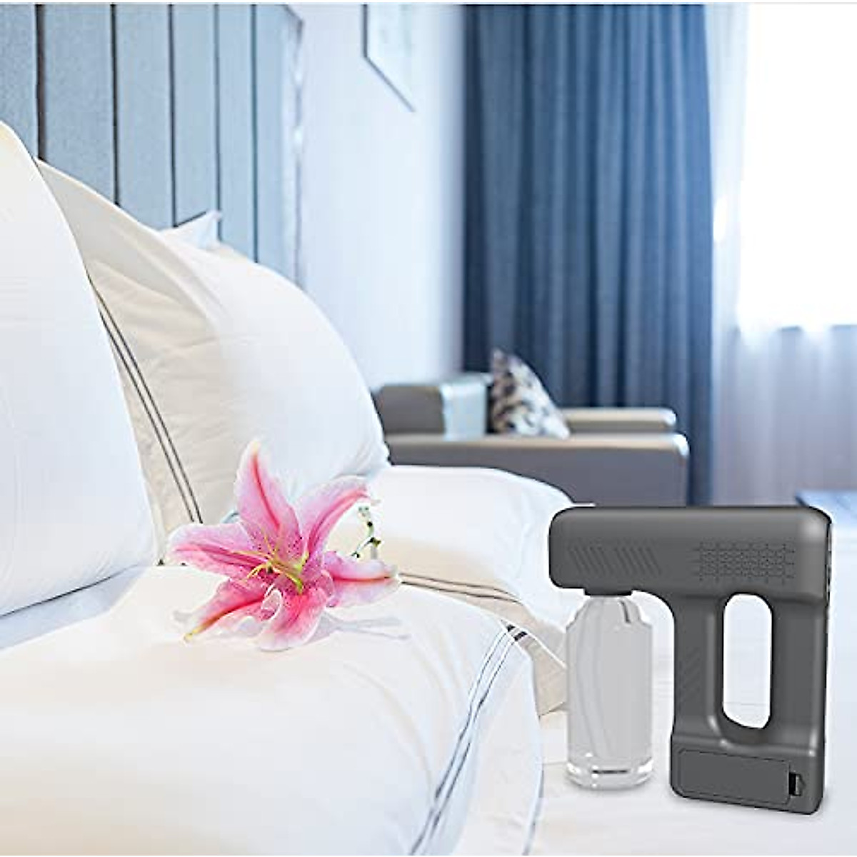 TONHOKJ Steam Gun, Handheld Rechargeable Nano Atomizer 17oz Large Capacity ULV Electric Sprayer Fogger for Home, Office, School or Garden (White)