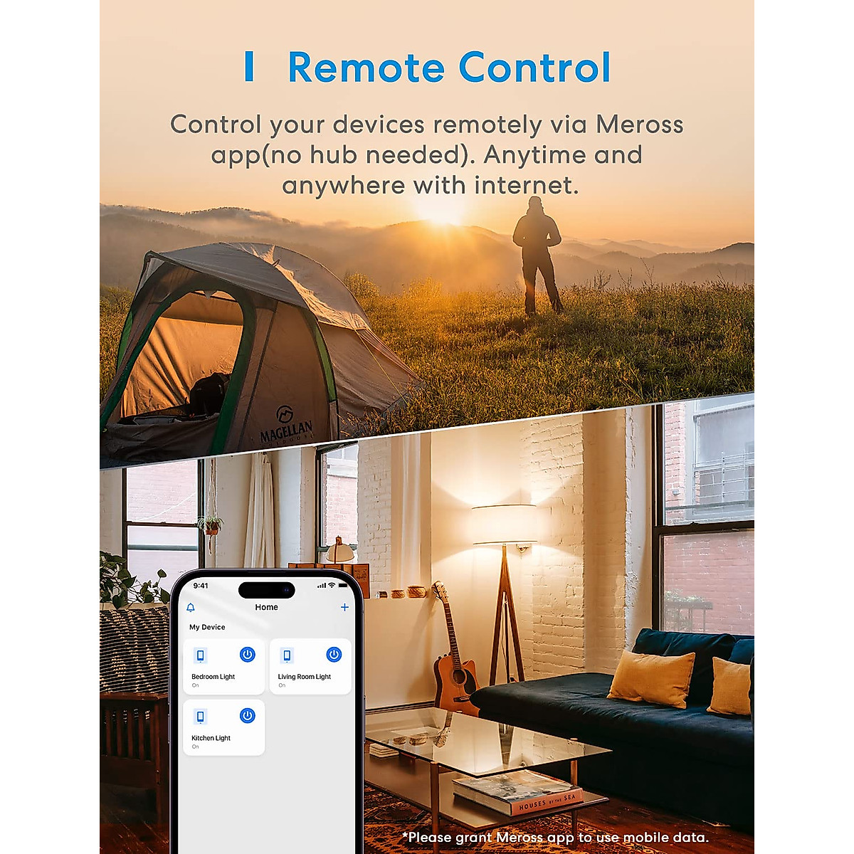 Smart Dimmer Switch Single Pole, Meross Smart 2.4GHz WiFi Light Switch for Dimmable LED, Compatible with Alexa Google Assistant and SmartThings, Neutral Wire Required, Remote Control Schedule,1 Pack