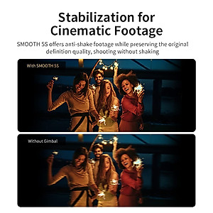 Zhiyun Smooth 5S Smartphone Gimbal Stabilizer 3-Axis with Built-in Fill Light for iPhone Android with Face Object Tracking for Vlog Video Live Stream INS YouTube (Smooth 5 Upgrade Version)-Gray