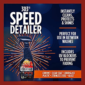 303 Speed Detailer - For All Exterior Automotive Surfaces - Instantly Shines And Protects Paint - Cleans Between Washes - UV Protection, 16 fl. oz. (30216CSR) Packaging May Vary