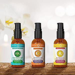 NUVA SKIN - 3 Pack Anti Aging Serum for Face - Vitamin C Serum for Face, Retinol Serum, Hyaluronic Acid Serum, Full Regimen Face Serum Set, Skin Care Face Serum for Women and Men, Facial Serum