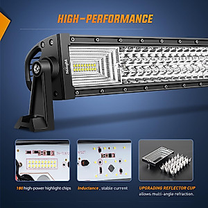 Nilight - 18018C-A LED Light Bar 42Inch 648W Triple Row Flood Spot Combo Led Bar 43000LM Driving Lights Super Bright Led Off Road Lights for Trucks Jeep UTV ATV Boat,2 Years Warranty