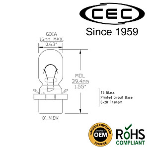 CEC Industries PC579 Bulbs, 12.8 V, 10.2 W, Printed Circuit Base, T-5 shape (2-pack)