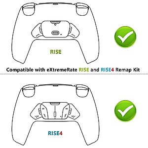 Blue Performance Rubberized Grip Redesigned Back Shell for PS5 Controller eXtremerate Rise & RISE4 Remap Kit - Controller & Rise Remap Board NOT Included