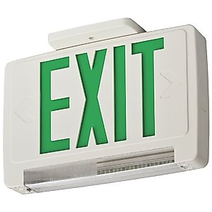 Lithonia Lighting ECBG LED M6 LED Exit and Emergency Light Bar Combo Fixture with Back Up Battery, Green Letters