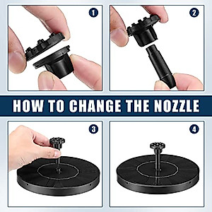 Kittmip 4 Pack Solar Bird Bath Fountain Pump Solar Fountain with 6 Nozzle Solar Water Fountain Floating Solar Fountain Panel Solar Powered Bird Bath Fountain for Pond Garden Fish Tank Pool (6.3 Inch)