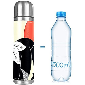 Stainless Steel Leather Vacuum Insulated Mug Penguin Thermos Water Bottle for Hot and Cold Drinks Kids Adults 16 Oz