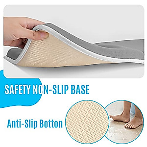 Tiikiy Baby Bath Kneeler and Elbow Rest Pad for Baby Bathing Parents, Painless Foam Mat with Toy Organizer Pockets Support Large Bathtub, Quick Drying, Non-Slip for Baby and Toddler Bathing (Grey)