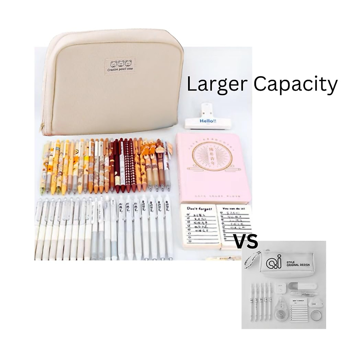 Sotzac Cute Pencil Case Large Capacity Pen Pouch Accessories Bag Canvas Organizer (Cream)