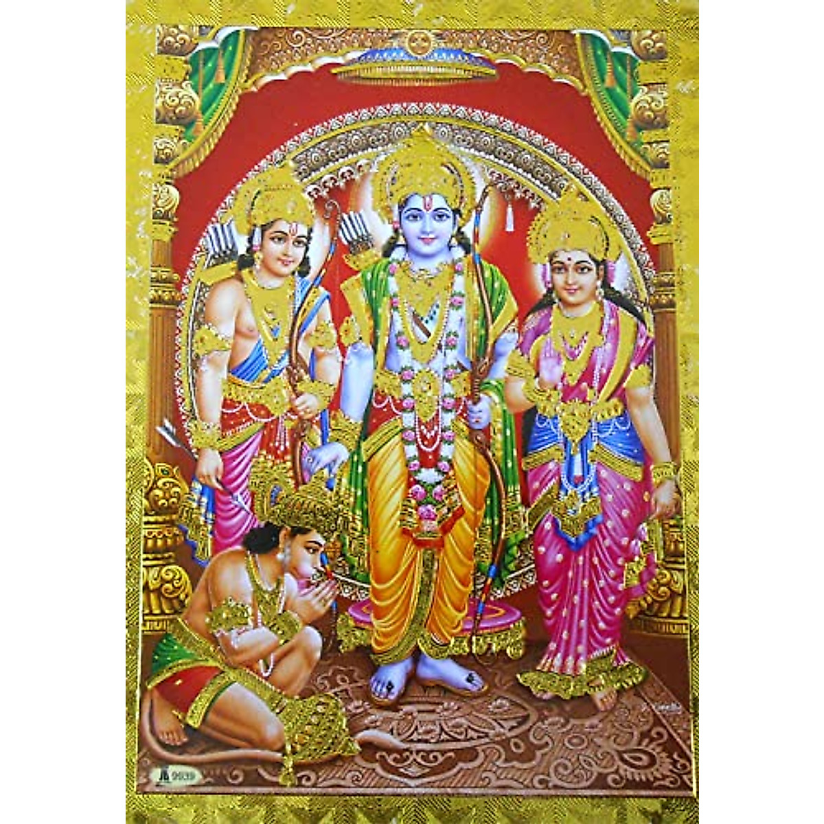 crafts of india best of indian crafts store Ram Darbar Poster/ Reprint Hindu God Picture with Golden Foil (Unframed : Size 5"X7" inches)