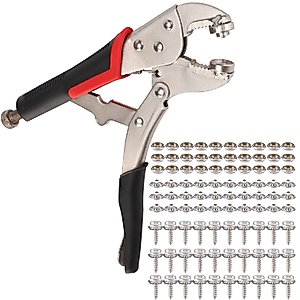 Coowolf Snap Fastener Tool Adjustable Snap Pliers Includes 30 Sets Screw Snaps for Boat Cover, Snap Button Kit Snap Tool for Replacing Metal Snaps, Repairing Boat Covers, Canvas, Tarps