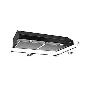 Broan-NuTone BCSD142BL Glacier Range Hood with Light, Exhaust Fan for Under Cabinet, Black, 42-inch
