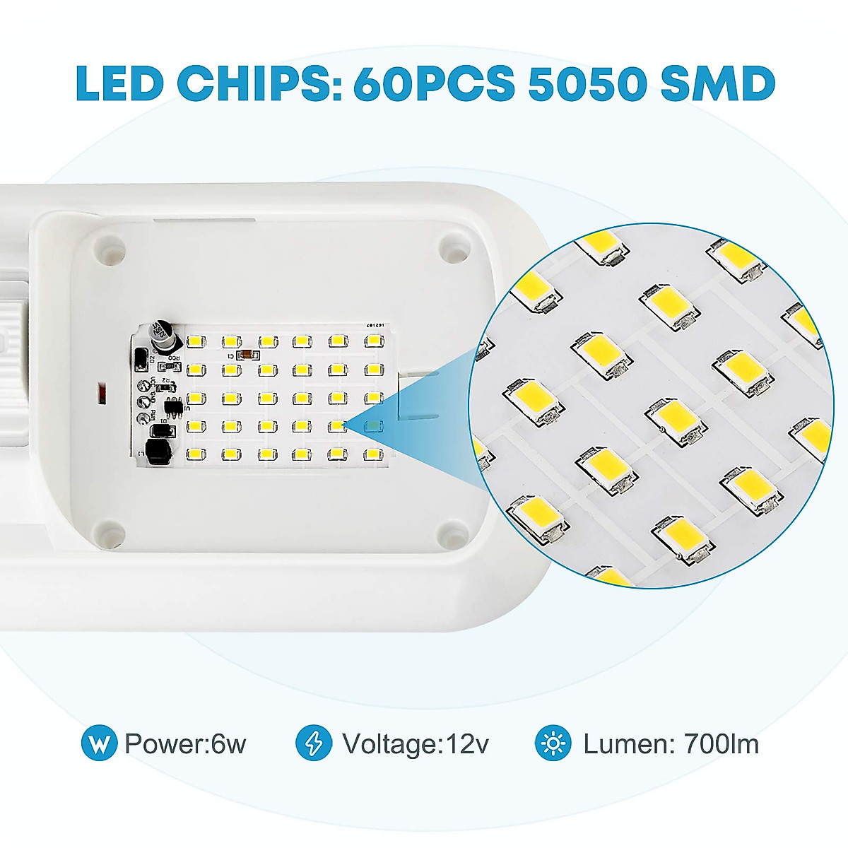 Kohree Upgrade 1000 Lumen Led RV Ceiling Double Dome Light Fixture, 5 Pack 12V Camper Interior Lighting with ON/Off Switch for Trailer RV Car Boat, Clear Cover (Natural White 4000-4500K, 60 X 5050SMD)