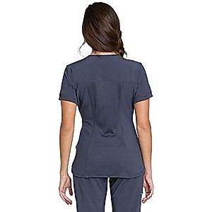 Cherokee Infinity Women Scrubs Top Zip Front V-Neck CK810A, S, Pewter
