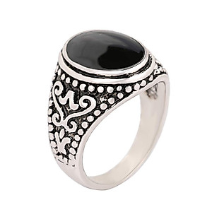 YAZILIND Simple Black Gemstone Ring Exquisite Jewelry Unisex Statement Rings Birthday Jewelry Black-2(Size 8)