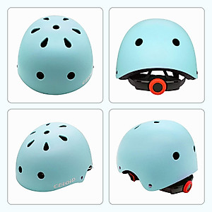 CELOID Kids Bike Helmet,Youth Skateboard Helmets for Ages 10-14-16 Years Boys Girls，Adjustable Multi-Sport Bicycle Skateboarding Football Roller Skating Scooter Rollerblade Balance Bike Helmet,L-Blue