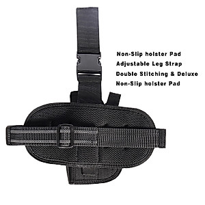Drop Leg Holster Right Handed - Airsoft Holster with Magazine Pouch Thigh Pistol Gun Holster Tactical Adjustable,Suitable to Hold Full Size Mid Size and Compact Pistols. (Black)