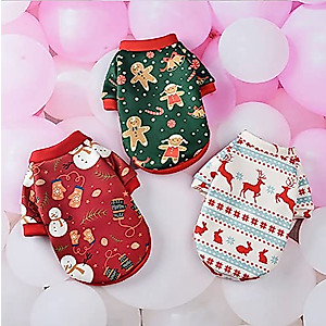 YAODHAOD Pet Dog Sweater Thickening Warm Pup Dogs Clothes Winter Doggie Sweatshirt Soft Pet Cat Sweater Coat for Small Medium Dogs Boy Girl Clothes (X-Large, Christmas)