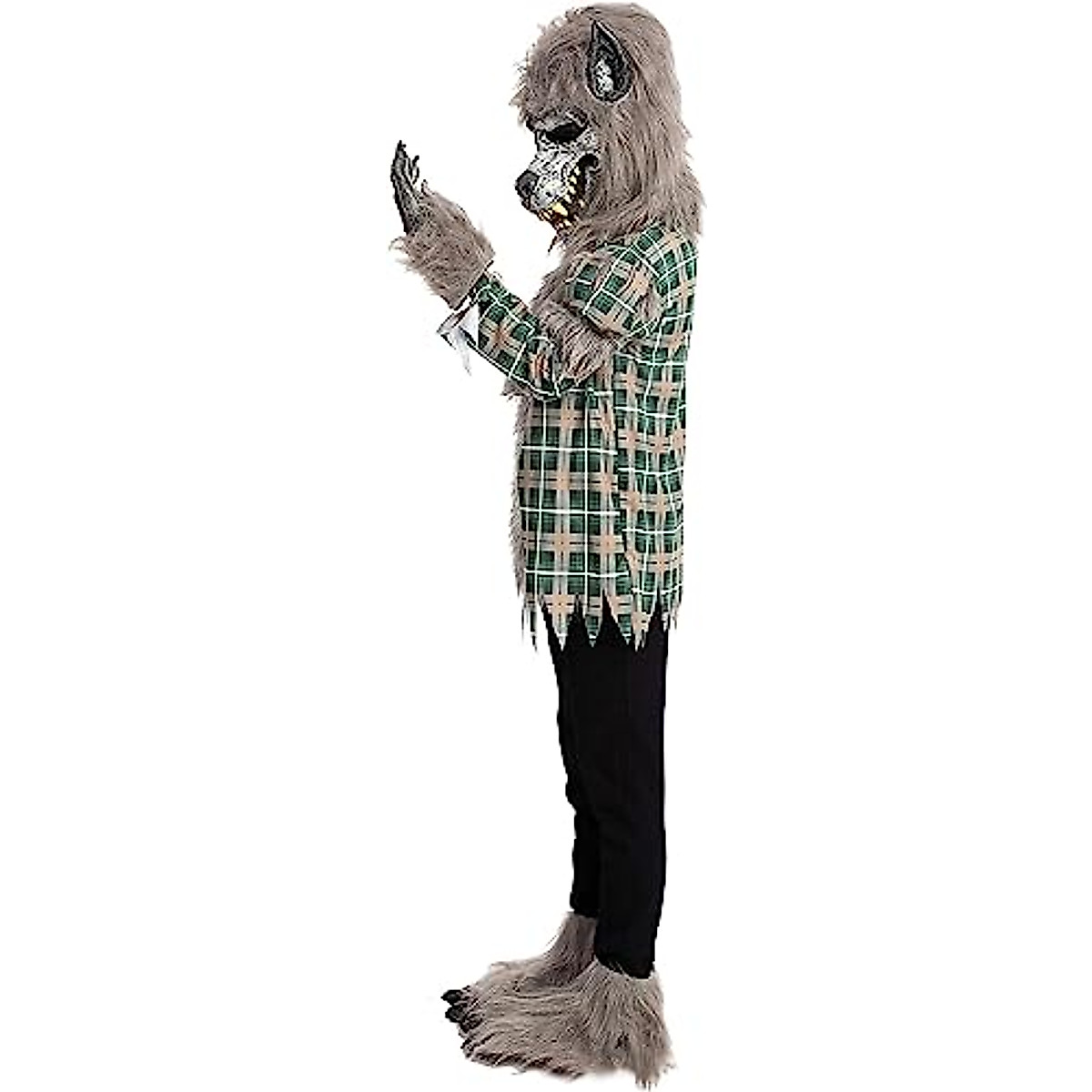 Spooktacular Creations Child Unisex Green Werewolf Costume, Halloween Werewolf Costume with Mask, Gloves and Shoes Cover-M(8-10yr)