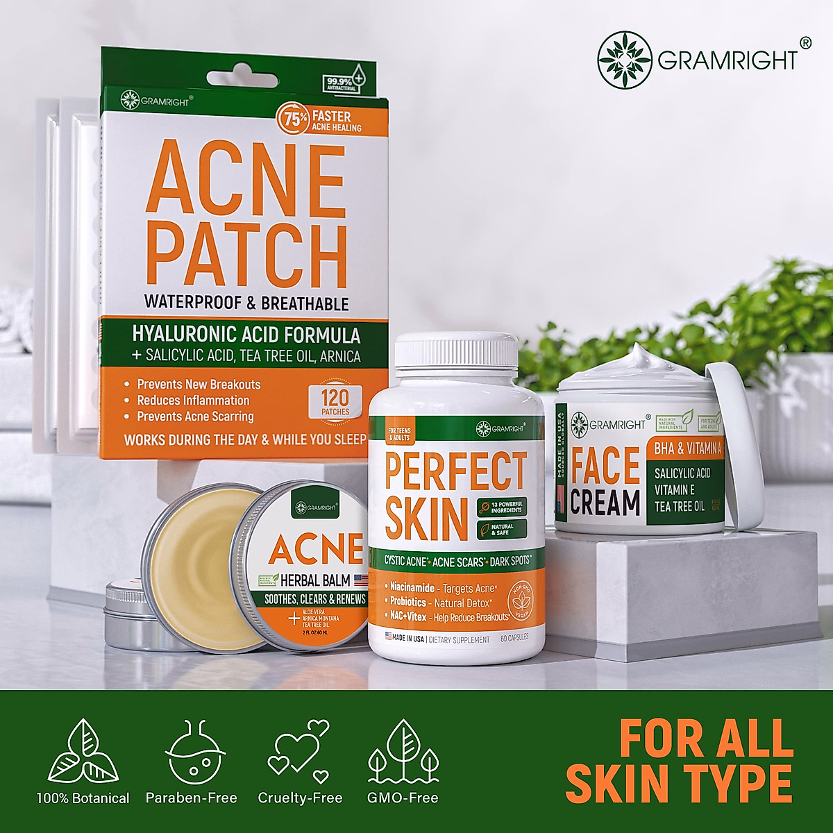 Acne Patches - Natural Hydrocolloid Bandages for Acne Spot Treatment - Cystic Acne Cover Patches with Salicylic, Hyaluronic Acids and Tea Tree Oil - Pimple Patches for Face - 120 Patches