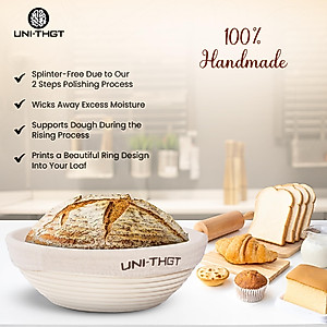 UNI-THGT Banneton Bread Proofing Basket Set - 9 & 10 Inch Sourdough Proofing Basket - Round And Oval Bread Bowls For Rising And Baking - Rattan Bread Banneton With Baking Accessories