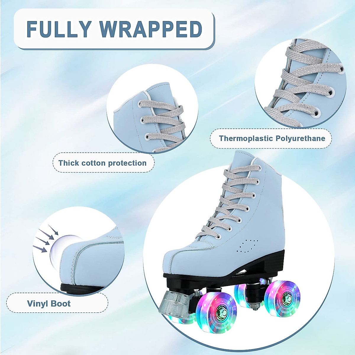 jessie Roller Skates for Women, Frosted Toddler Roller Skates Adjustable Holographic Women Roller Skates Girls Roller Skates Adults for Indoor Outdoor