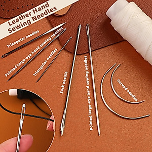 Ftyiwu Waxed Thread 32 Yards (Black), Leather Sewing Waxed Thread with Hand Sewing Needles, Leather Sewing Thread Set for Home Upholstery Carpet Leather Canvas Repair and Sewing