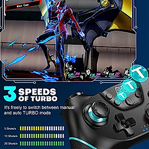 Diswoe Switch Controller, Wireless Pro Controller for Switch/Switch Lite/Switch OLED, Switch Remote Gamepad with Joystick, Adjustable Turbo Vibration with Programmable Function - Black