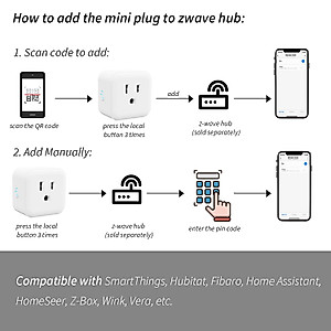Minoston Z-Wave Plus Outlet, Mini Plug in Socket, 15A, Z-Wave Hub Required, Built-in Repeater/Range Extender, Work with SmartThings, Wink, Alexa, Google Assistant, FCC & ETL Listed(MP21Z)