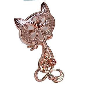 JUNYY Vintage Crystal Rhinestone Opal Fox Brooch Pins Women Elegant Alloy Animal Breastpins Scarf Buckle(Rose Gold)