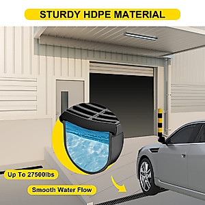 VEVOR Trench Drain System, Channel Drain with Plastic Grate, 5.9x5.1-Inch HDPE Drainage Trench, Black Plastic Garage Floor Drain, 3x39 Trench Drain Grate, with 3 End Caps, for Garden, Driveway-3 Pack