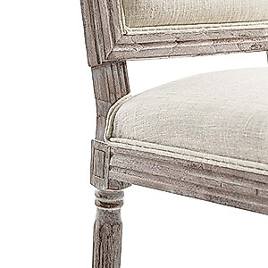 Modway Court French Vintage Upholstered Fabric Dining Chair in Beige