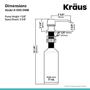 KRAUS Kitchen Soap and Lotion Dispenser in Matte Black, KSD-31MB