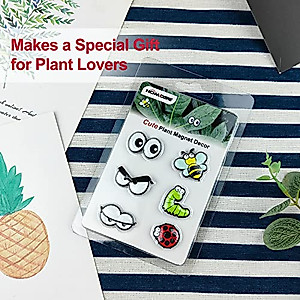 HOMDSG Cute Plant Magnets Eyes for Potted Plants, Plant Safe Magnet Pins Charms, Unique Gifts for Plant Lovers, Indoor Plant Accessories, Set of 6